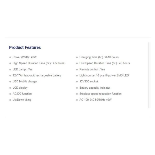 Buy Geepas GF989R1 Rechargeable Fan With Remote – Price, Specifications ...