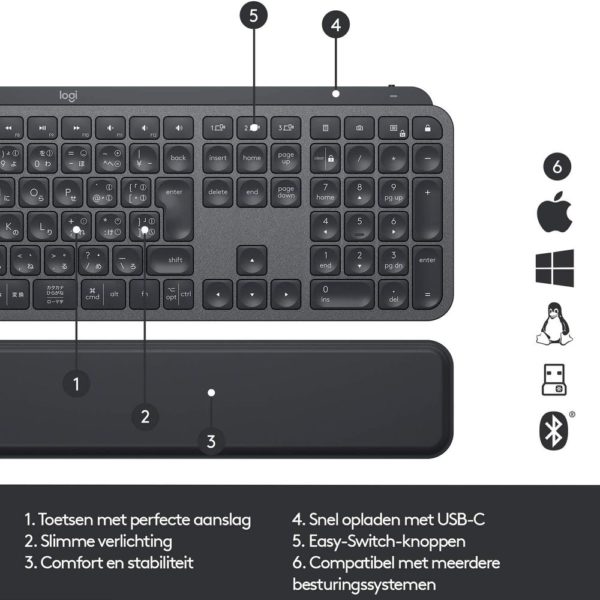 Buy Logitech MX Keys Plus Advanced Illuminated Wireless Keyboard Black ...
